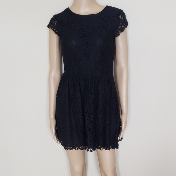 H&M | Dresses | Hm Divided Black Short Sleeve Lace Mini Dress | Poshmark